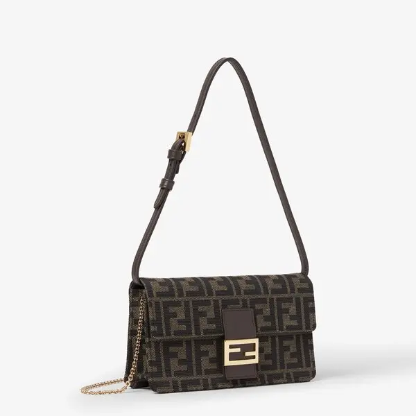 Fendi Tube Wallet On Chain Ff Zucca Jacquard And Leather